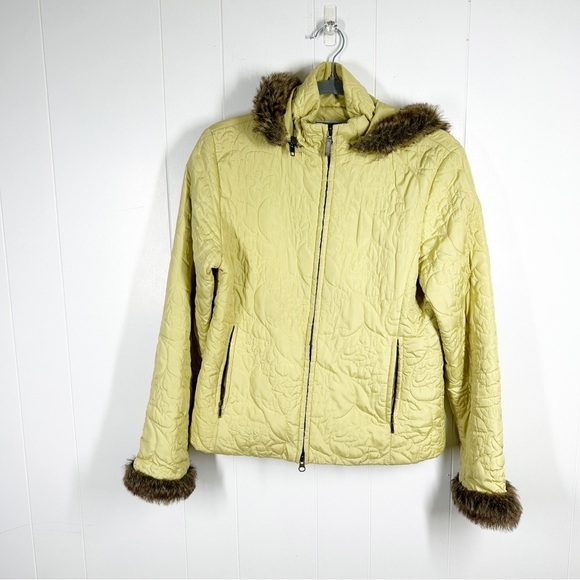 CAbi | Jackets & Coats | Cabi Light Yellow Quilted Puffer Jacket With ...